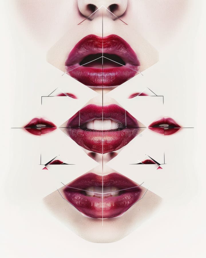 Artistic Arrangement of Stylized Lips with a Glossy Finish, Set Against ...
