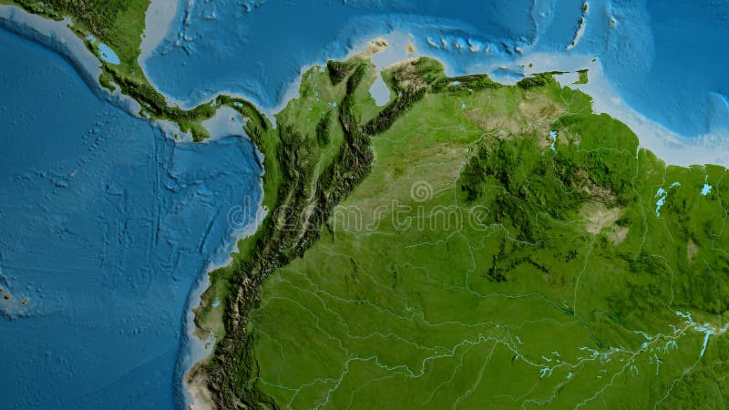 Colombia Area. Satellite Map Stock Illustration - Illustration of land ...