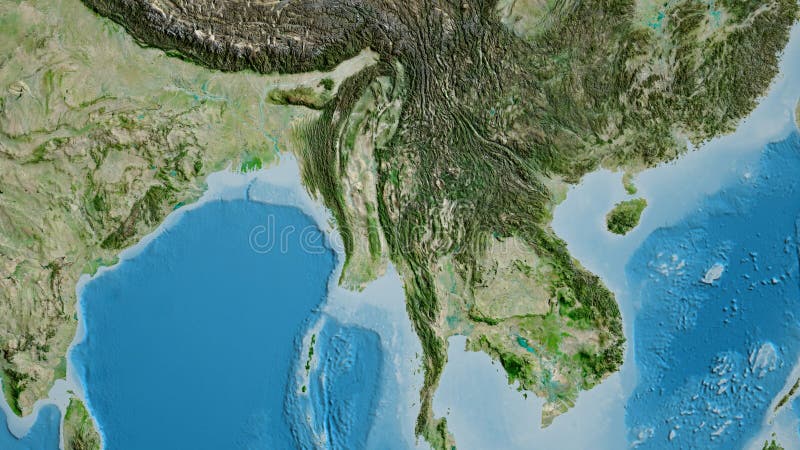 Myanmar Area. Satellite Map Stock Illustration - Illustration of ...