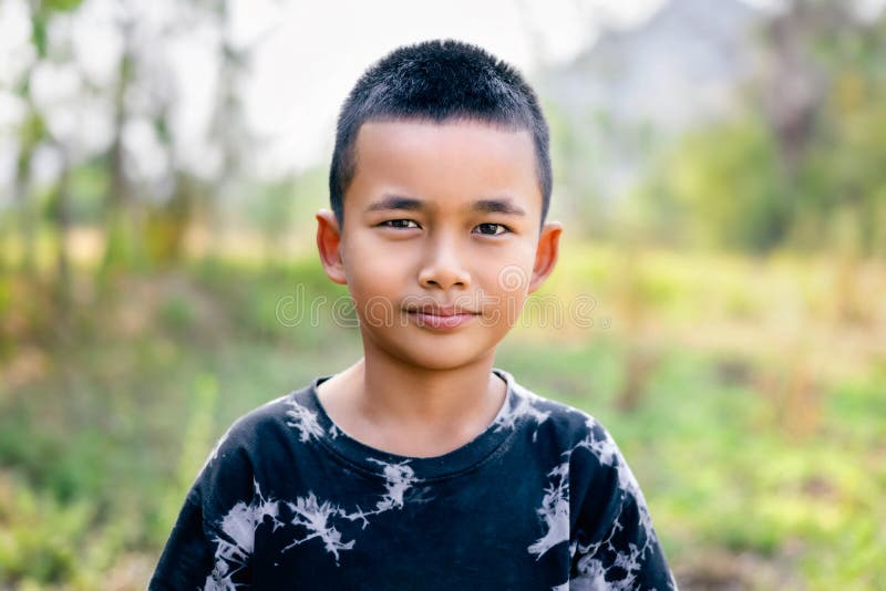 Close-up Asian Boy Portrait at Park Stock Photo - Image of childhood ...