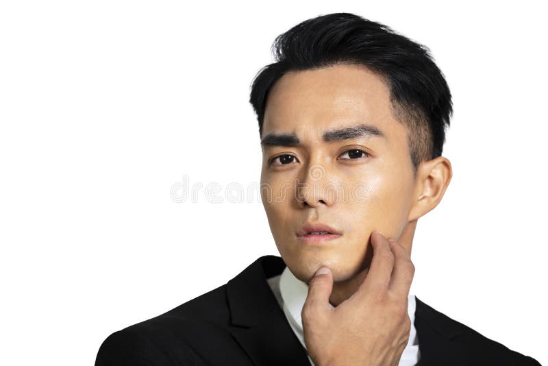 Close Up Asian Handsome Young Man Face Stock Image - Image of shave ...