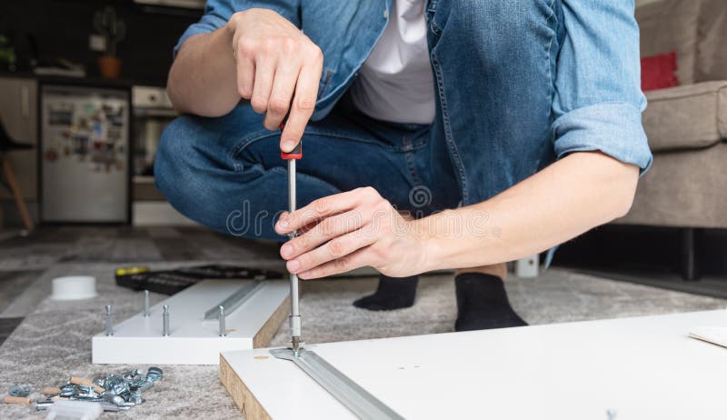 Close Up of Assempling DIY Furniture at Home Stock Image - Image of ...