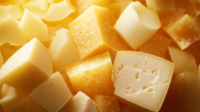 Close-up of Assorted Cheese Cubes and Slices for Culinary Art Stock ...