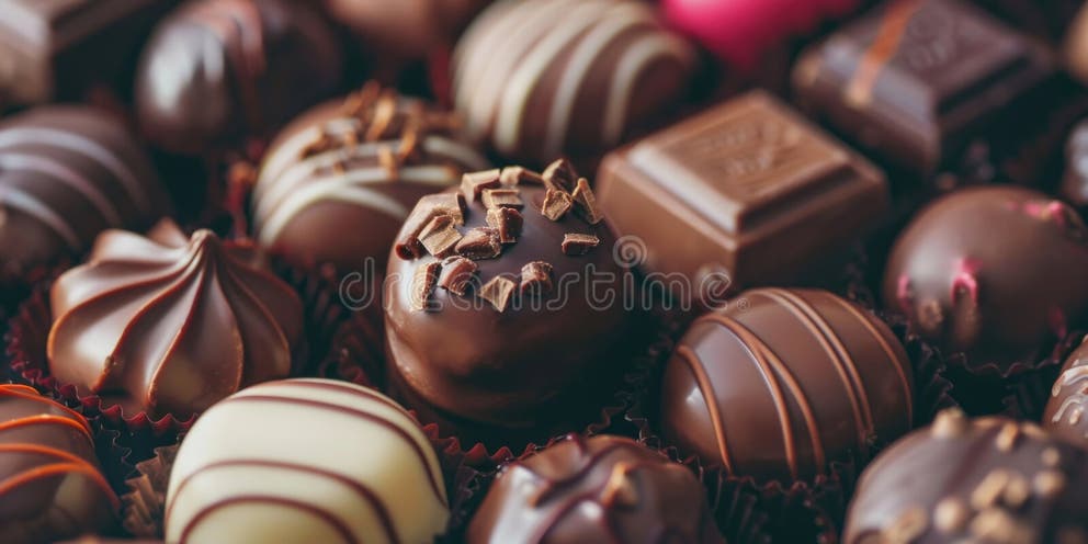 Close-up of Assorted Chocolate Truffles with Decorative Patterns. World ...