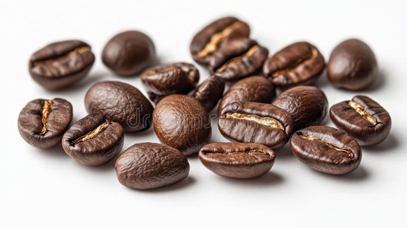 Close-Up of Assorted Coffee Beans on White Background, Showcasing ...