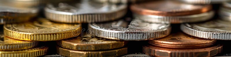 Closeup of Assorted Coins from Different Countries Symbolizing Global ...