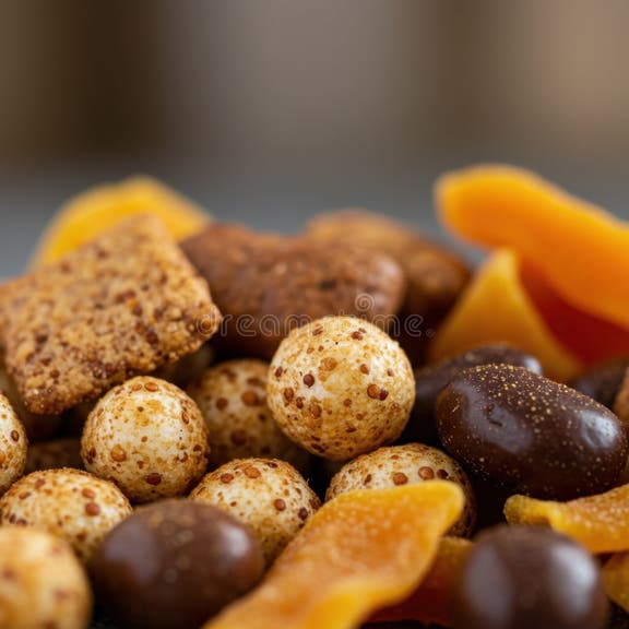 Close Up of Assorted Sweet and Savory Snacks Stock Illustration ...