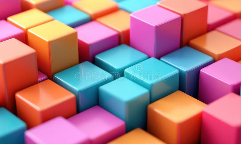 Close-up of Assorted Vibrant Pastel Blocks Creating a Playful and ...
