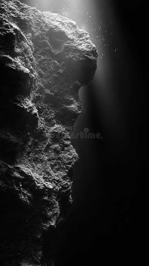 A Close-up of an Asteroid with a Beam of Light. Stock Illustration ...