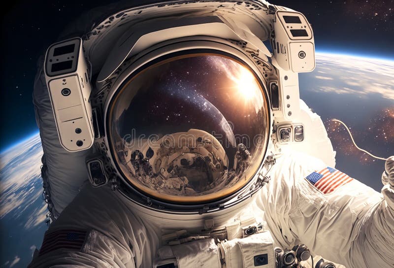 Close Up of an Astronaut Floating in Outer Space. Generative Ai Stock Illustration ...