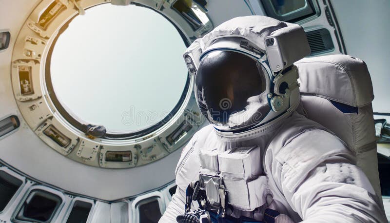 Close Up of Astronaut with Reflective Visor Inside Spacecraft Stock ...
