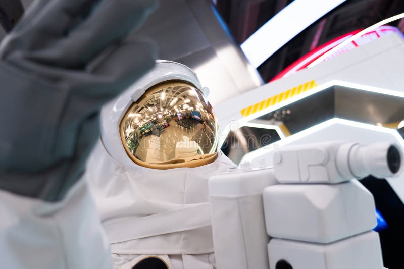Close-up of Astronaut in White Spacesuit, Blurred Background Stock ...