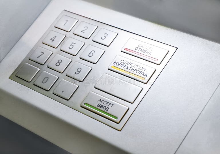 Close Up of an ATM Machine. Keyboard Stock Photo - Image of button ...