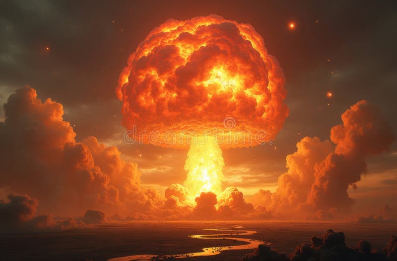 Close Up Atomic Bomb Explosion Stock Illustration - Illustration of ...