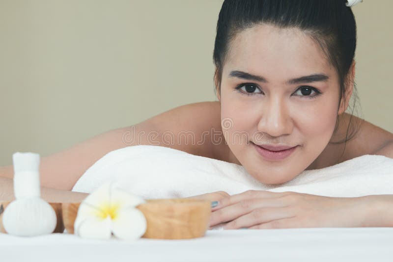 Wellness Beauty And Relaxation Concept Young Asian Woman Lying At Spa