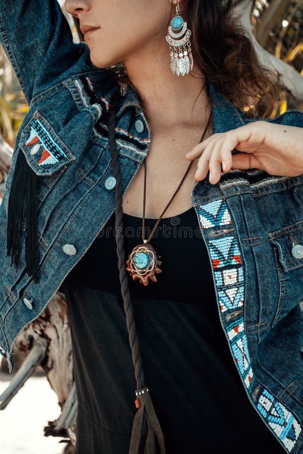 Close Up of Attractive Young Woman Wearing Boho Accessories Stock Image ...