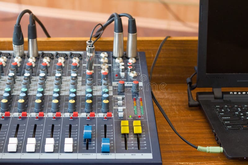 Close Up Audio Control Desk . Stock Image - Image of effect, fader ...
