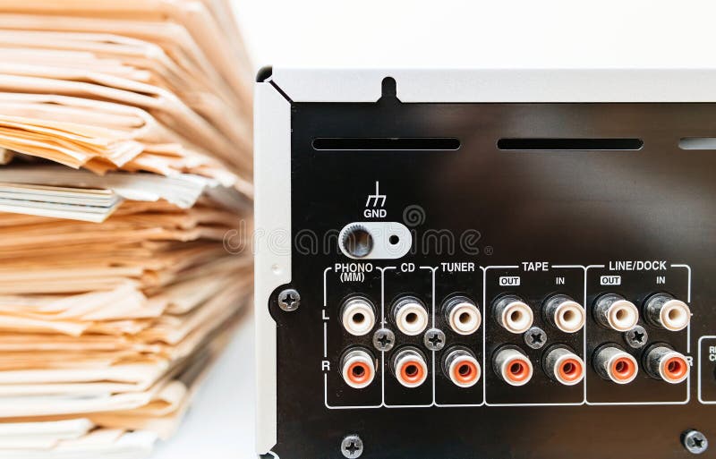 Close-up of Hi-Fi Audio Connection on a Powerful Amplifier Stock Image ...