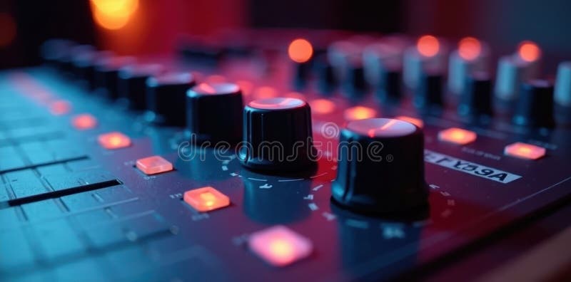 Close-up of Audio Interface Knobs and Buttons in Home Studio Output ...