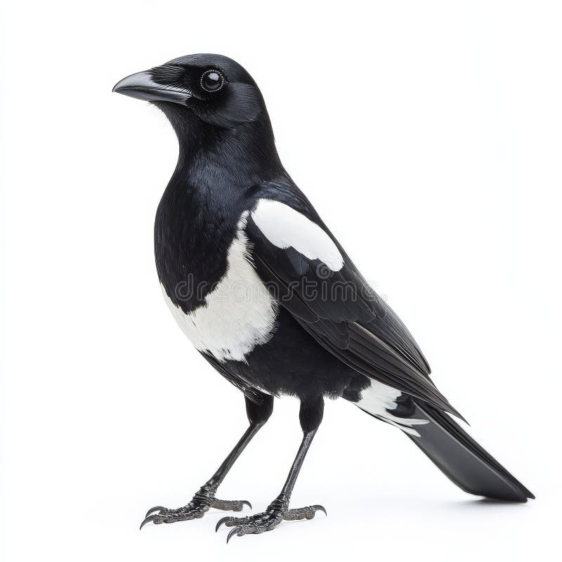 Close Up of an Australian Magpie on a White Background Stock Image ...