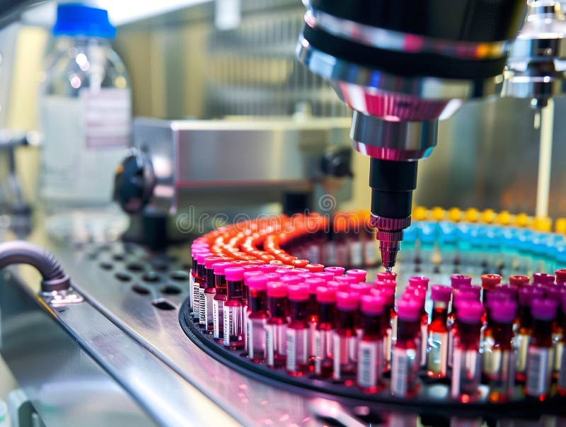 Close-up of Automated Laboratory Equipment Processing and Analyzing ...