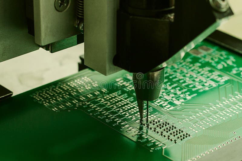 Close-up. Automated Production of Computer Boards. Stock Photo - Image ...