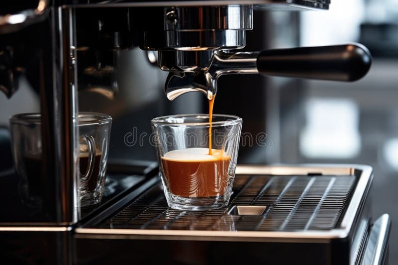 Close Up of an Automatic Coffee Machine Brewing a Fresh Cup Stock ...