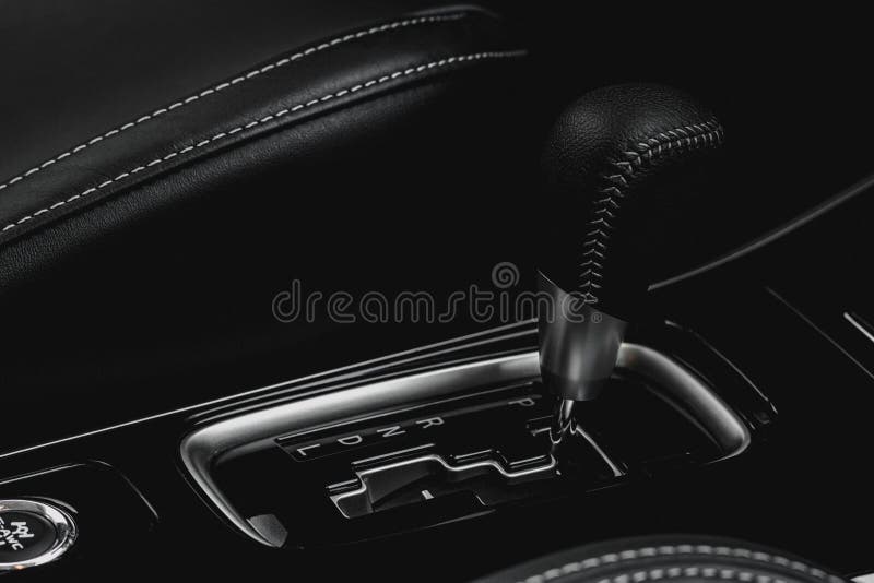 Gear Shift Controller in New Luxurious Car Interior. Modern Car ...