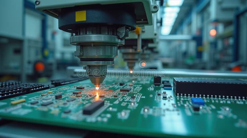 Automatic Machine Installing Components on Moving Circuit Board Stock ...