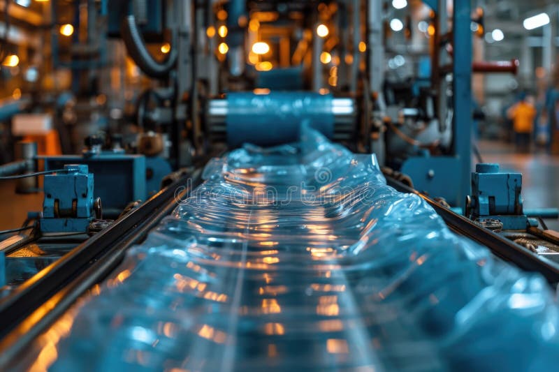 Close-up of Automatic Polyethylene Plastic Bag Production Machine W ...