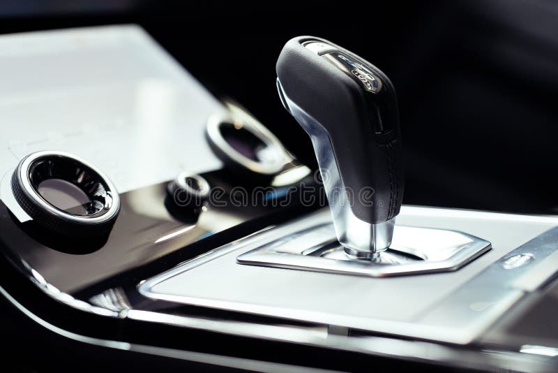 Close-up on Automatic Transmission Lever in Modern Car Stock Image ...