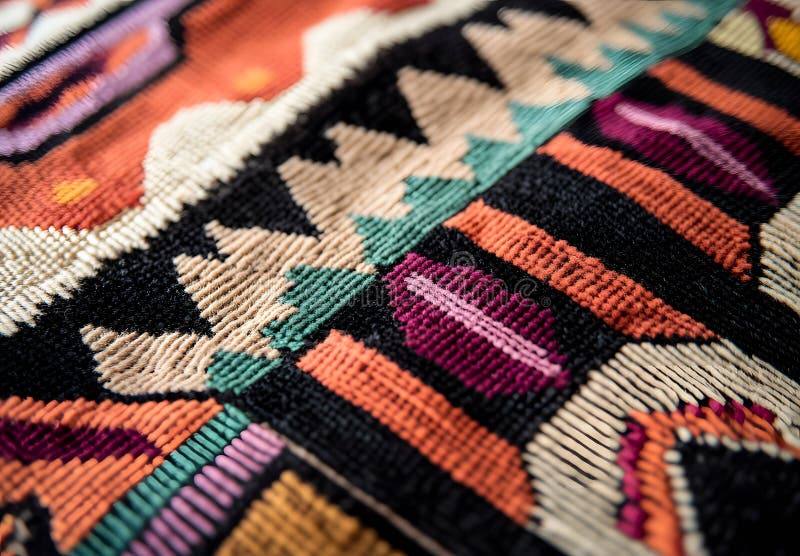 Close-Up Aztec Rug Pattern with Geometric Shapes Stock Illustration ...