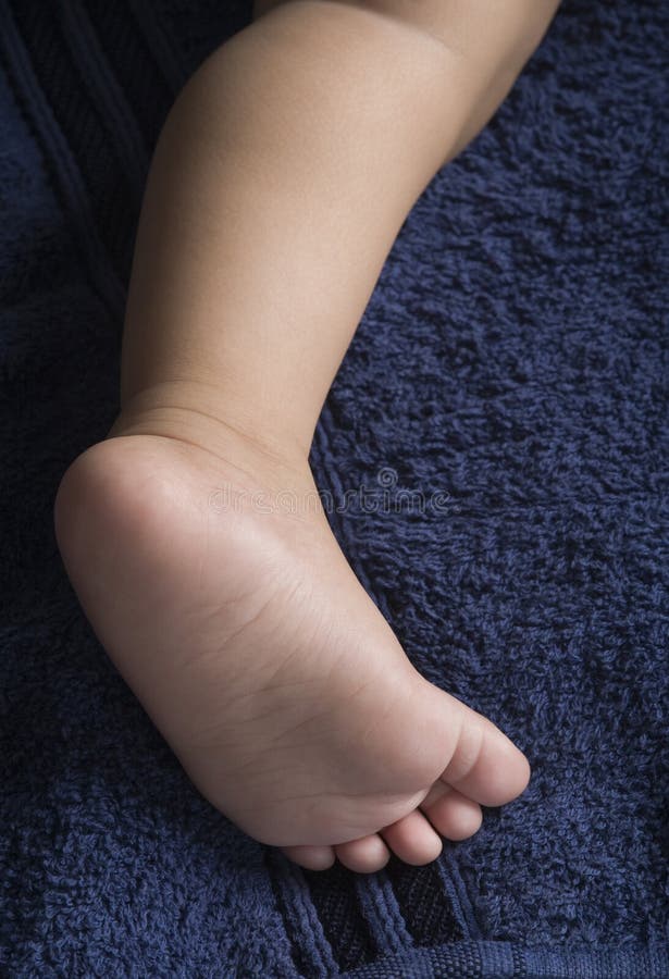Close-up of baby leg stock image. Image of towel, sole - 36256517