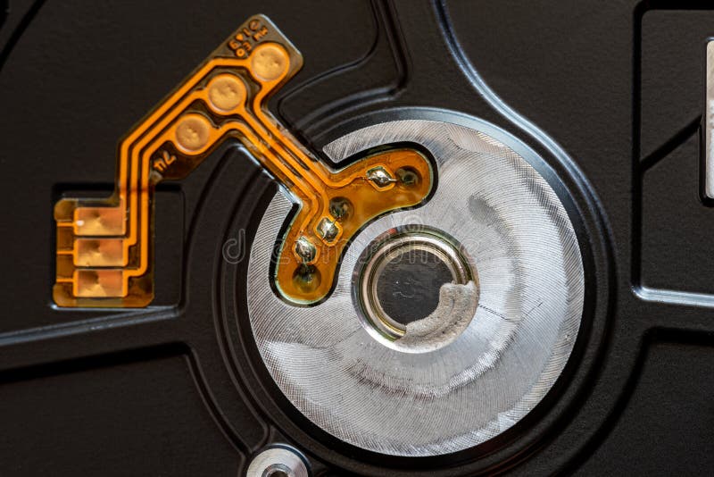 Close Up of the Back of the Black Mechanical Hard Disk on a White ...