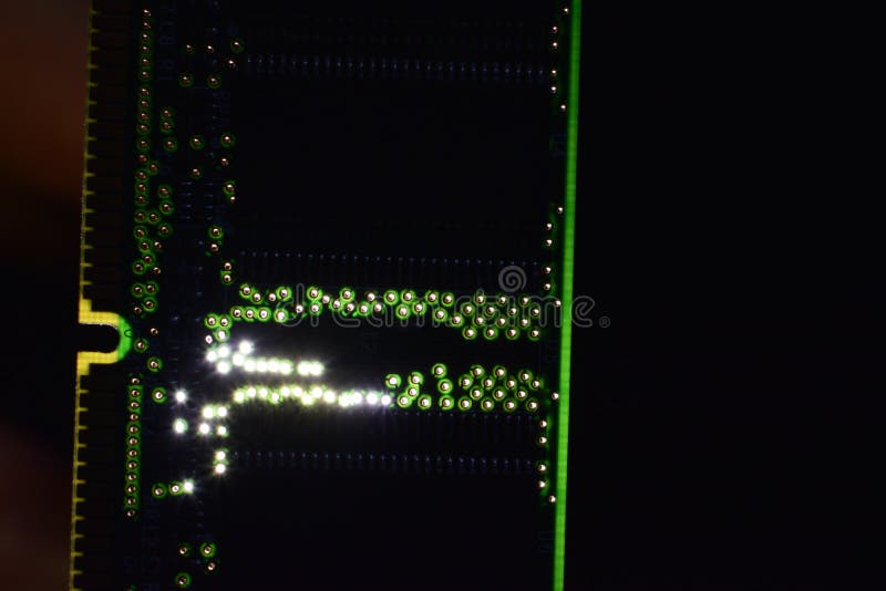 Close-up of Back-lighted Computer RAM Module. Stock Image - Image of ...