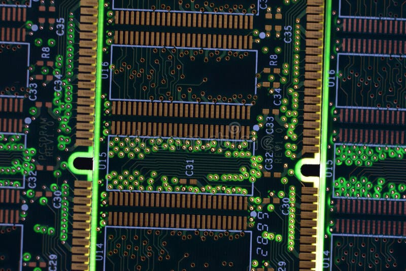 Close-up of Back-lighted Computer RAM Module. Stock Photo - Image of ...