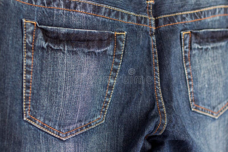 Close-up of Back Pockets on Dark Blue Jeans Stock Image - Image of ...