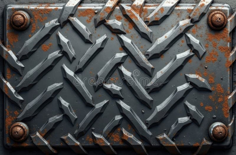 Close Up of a Background of a Corroded Metallic Plate Design at 6-1 ...