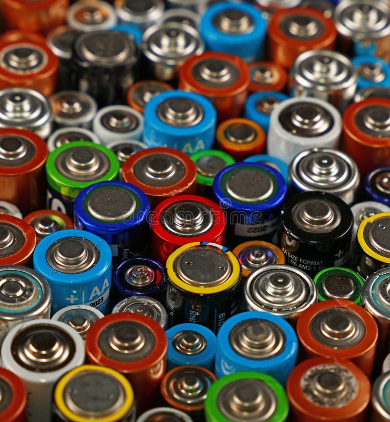 Close Up Background of Various Alkaline Batteries Stock Photo - Image ...