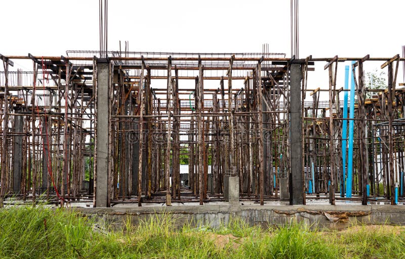 Close-up Background View of Scaffolding Eucalyptus Logs Which are ...