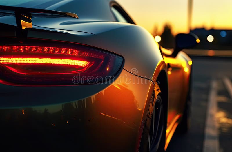 Close Up on Backlight of a Generic Unbranded Modern Car, Generative Ai ...
