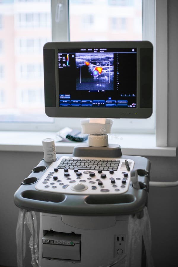 Close Up in Backlit High-tech Ultrasound Machine Stock Image - Image of ...