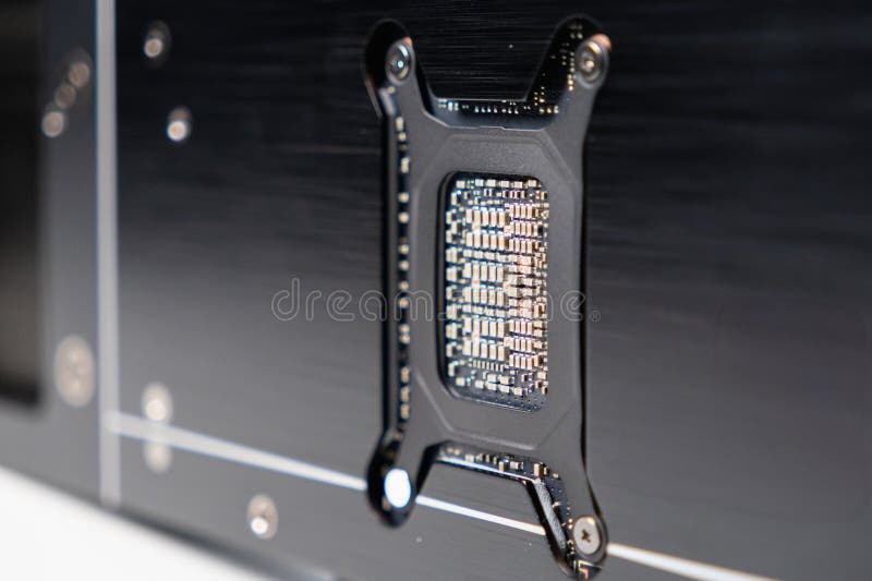 Close-up of Backplate Cutout Revealing GPU Chip Layout on Modern ...