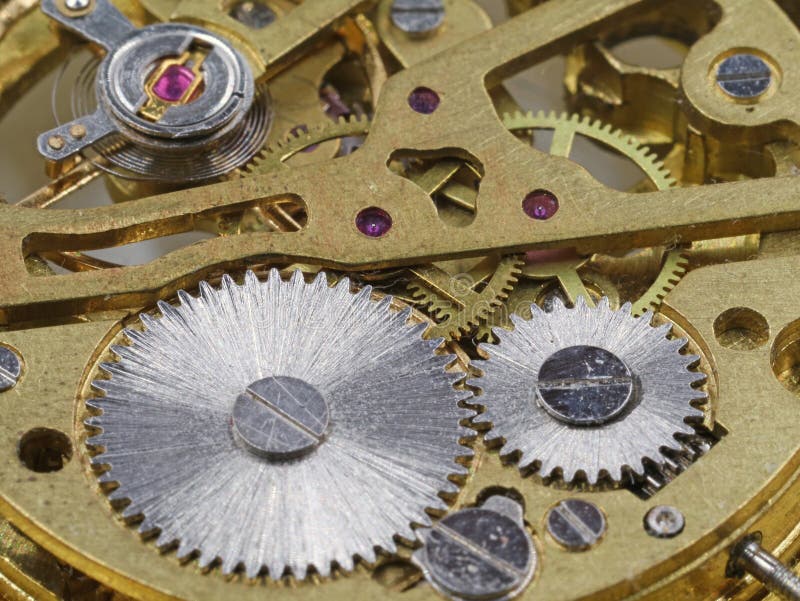 Close Up Backside of Clockwork Mechanism of a Golden Pocket Watch Stock ...