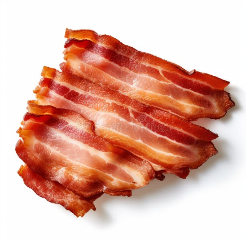 Close-up of Bacon Strips on White Surface Stock Illustration ...