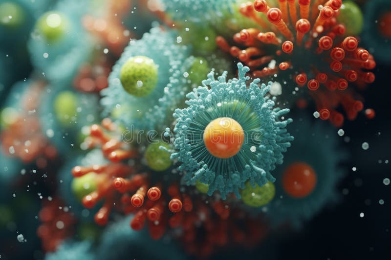 Close-up Bacteria Cells Magnified Under Microscope, Microorganisms ...