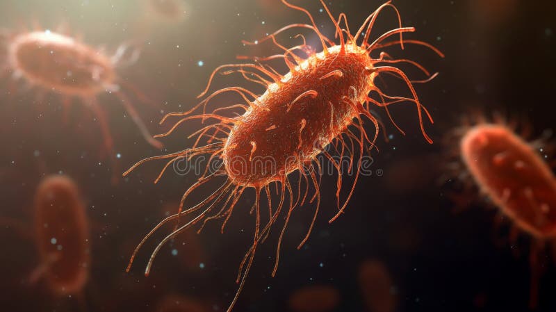 A Close-up of a Bacteria with Flagella Stock Photo - Image of medicine ...