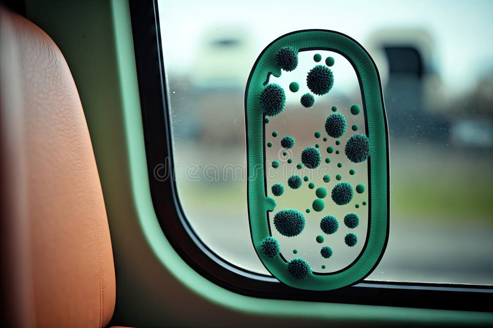 Close-up of Bacteria on Seat, with View of Bus Window in the Background ...