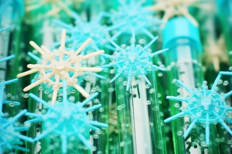 Close Up of Bacteria and Virus Cells in Lab Setting with Vibrant ...