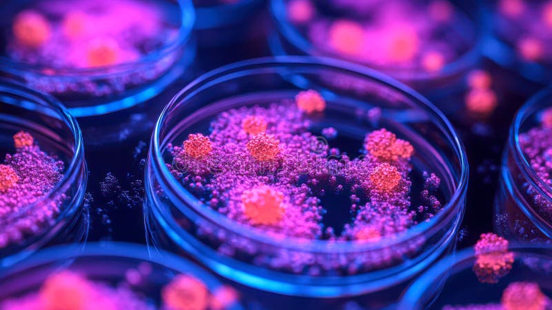 Close-up of Bacterial Cultures Growing in Petri Dishes in a Laboratory ...